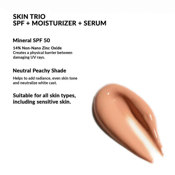 Skin Trio Mineral SPF 50 Moisturizer and Brightening Serum with Squala ...